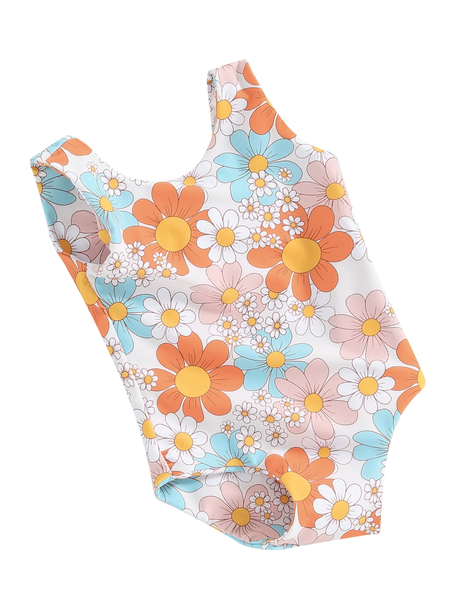 EYIIYE Toddler Girl Swimsuit Cute Floral/Turtle Print Sleeveless ...
