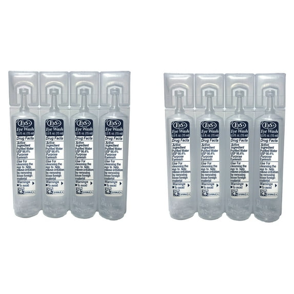 E Y S Single-Use Eyewash, 8 Vials 15ml Each, Buffered Purified Eye ...