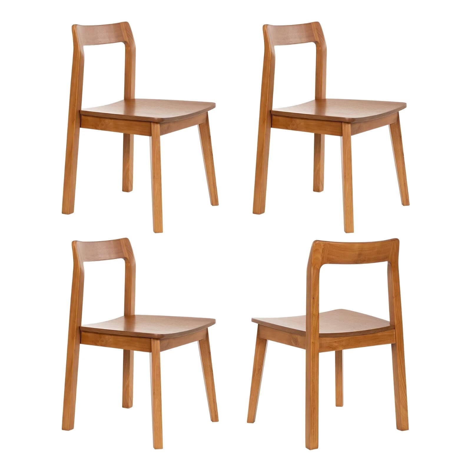 EYYTHUNG Farmhouse Wood Dining Chairs Set of 4, Mid Century Modern ...