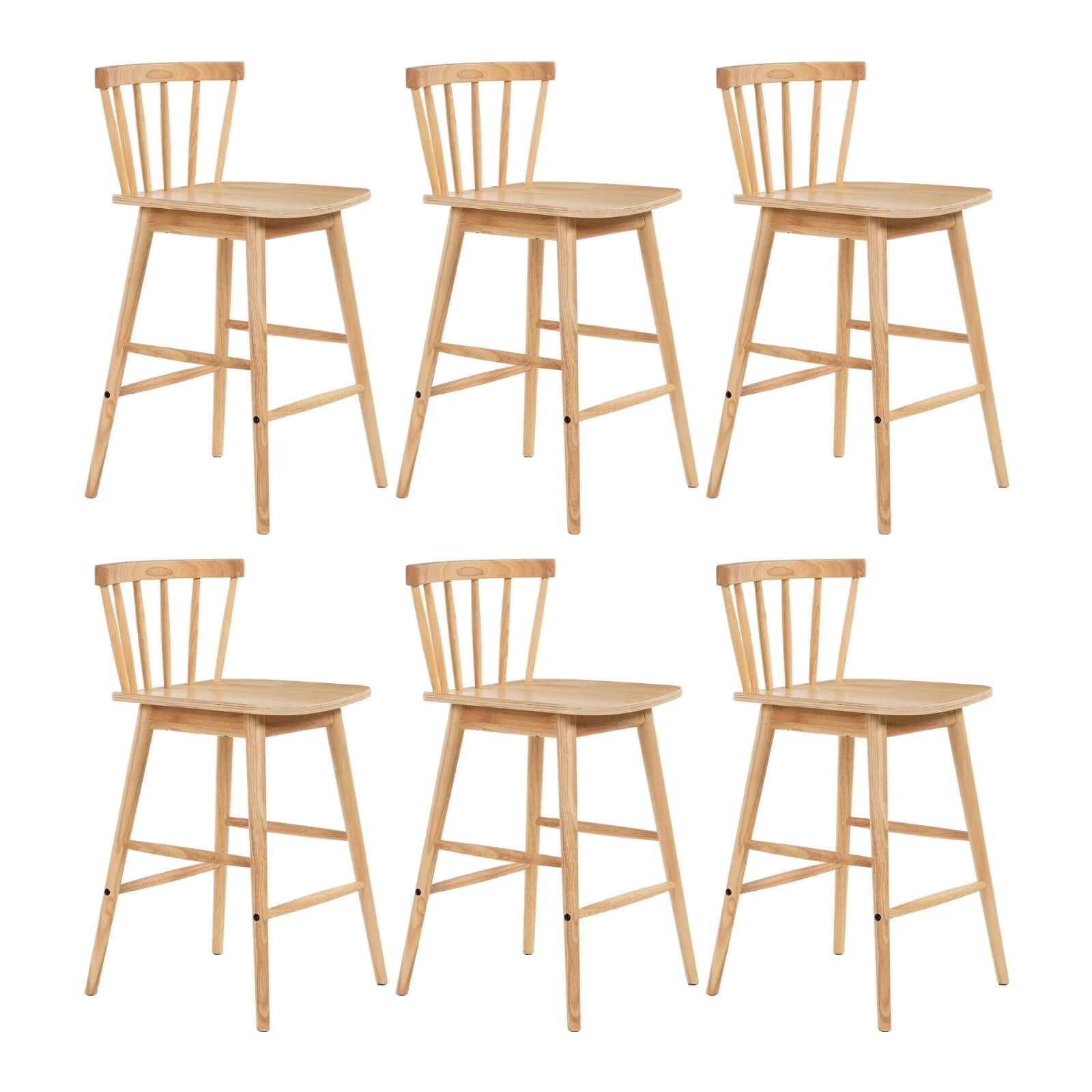 EYYTHUNG Farmhouse Wooden Barstool Set of 6, 24-Inch Counter Height ...