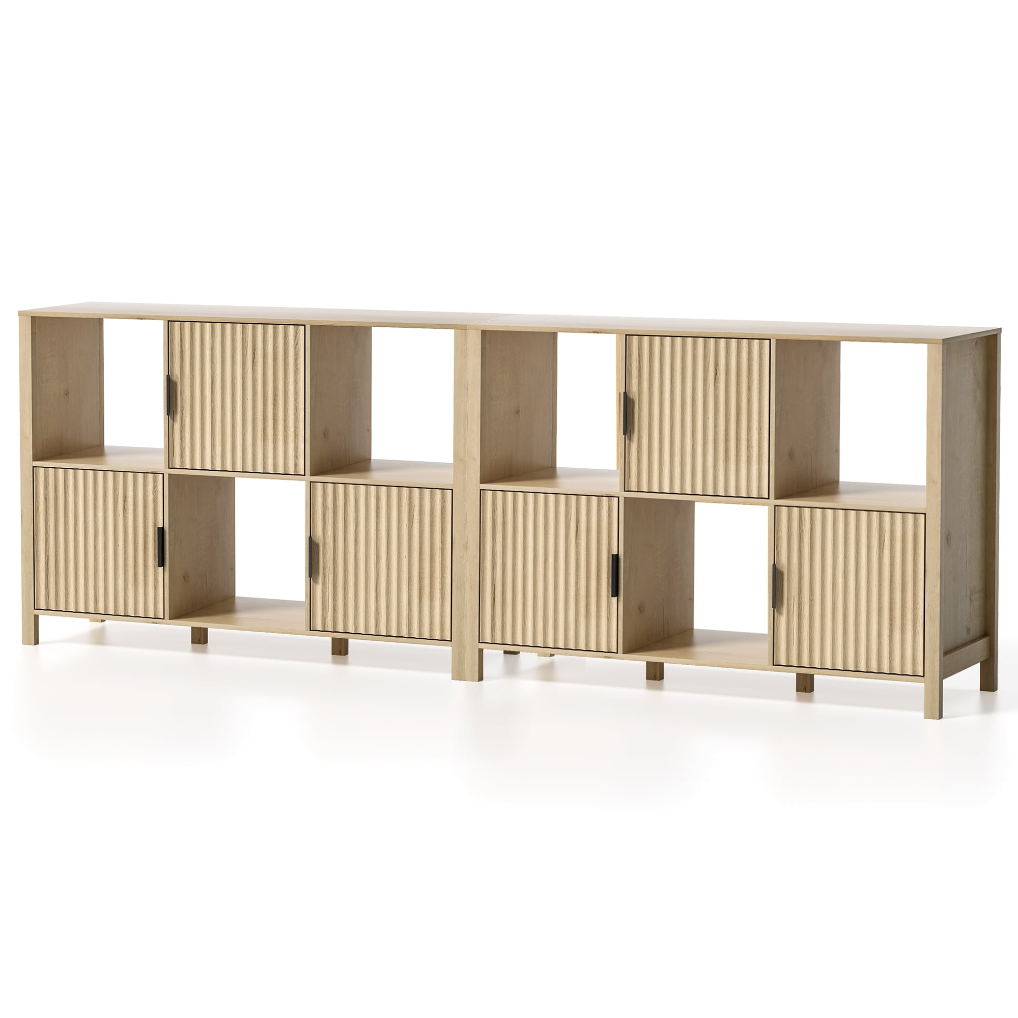 EYYTHUNG Fluted Storage Organizer Bookshelf Set of 2, Modern Cube ...