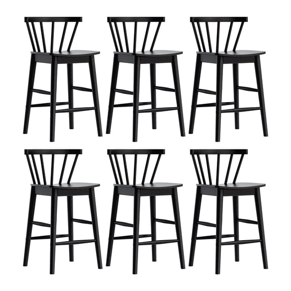 EYYTHUNG Wood Bar Stool Set of 6, 24-Inch Farmhouse Counter Height ...