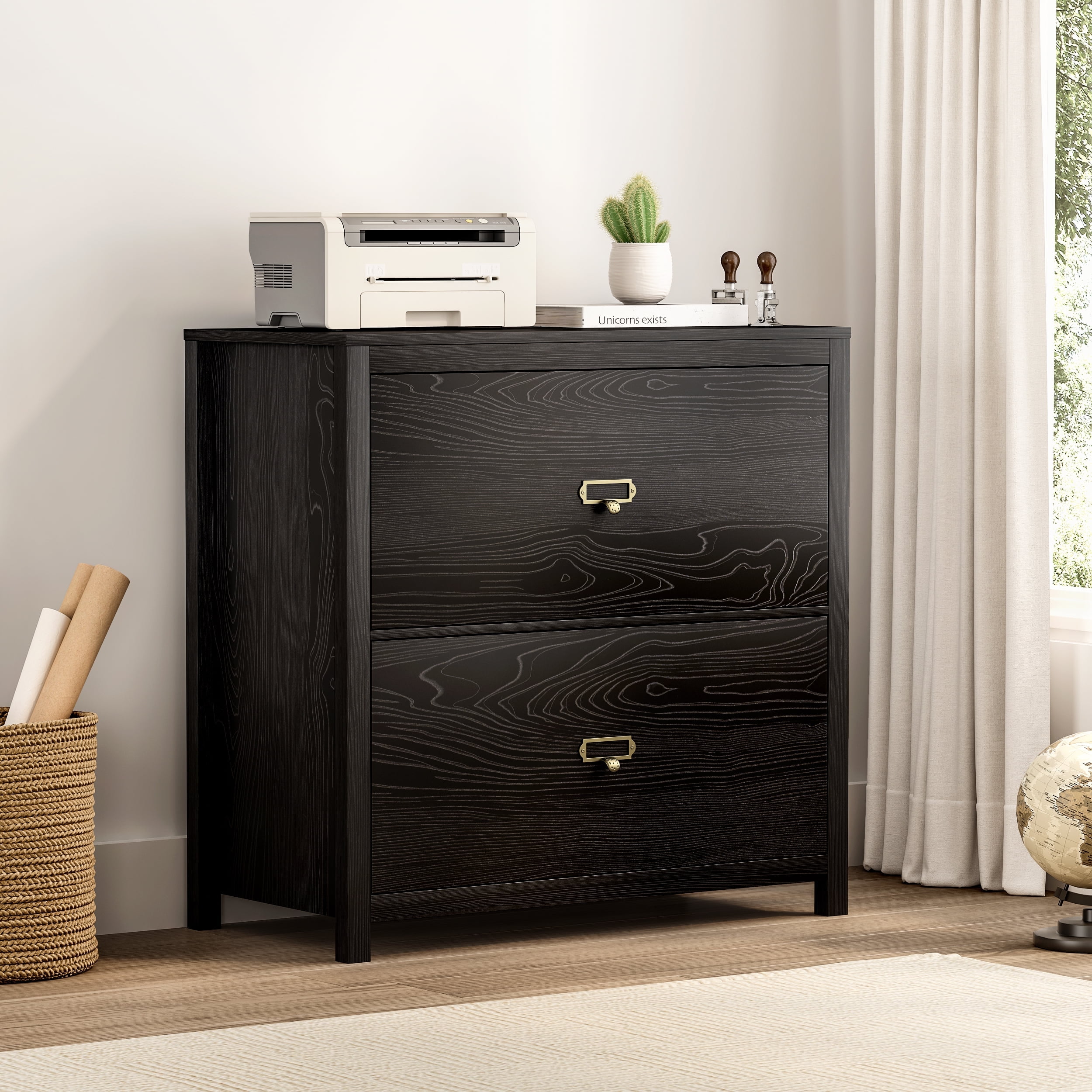 EYYTHUNG Wood File Cabinet, Modern Large Vertical File Cabinet with 2 ...