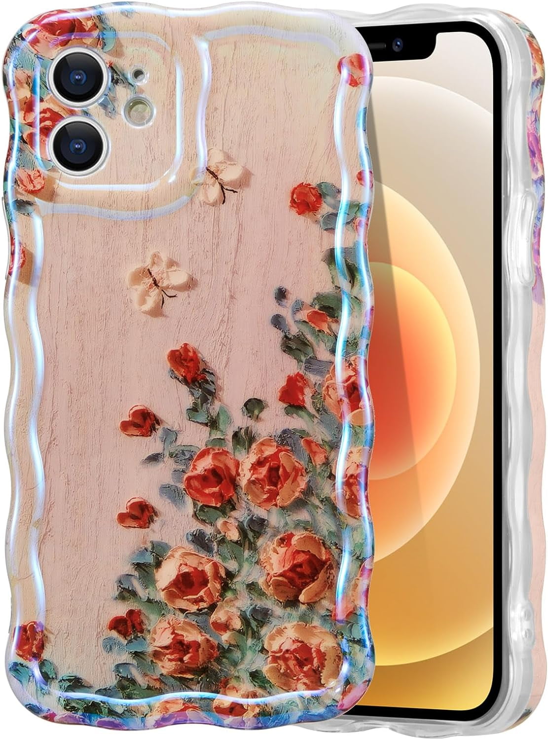 EYZUTAK Case for iPhone 12, Colorful Retro Oil Painting Printed Flower ...