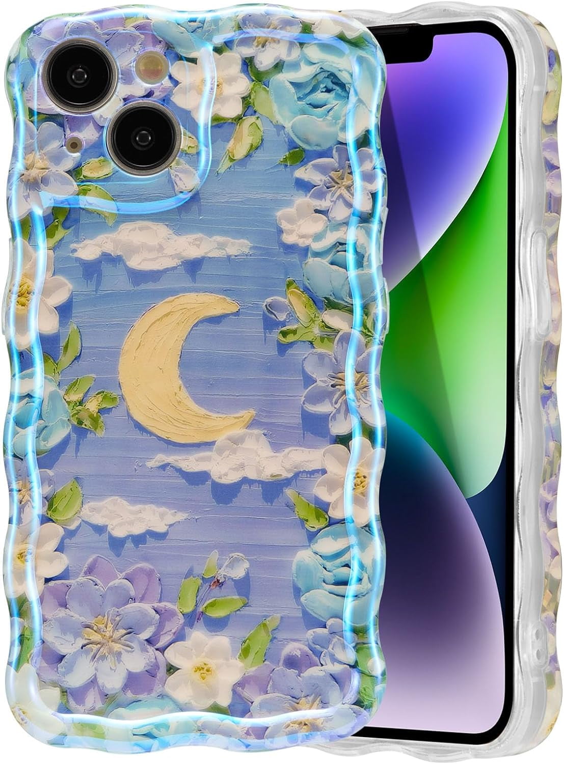 EYZUTAK Case for iPhone 15, Colorful Retro Oil Painting Flower Leaves ...