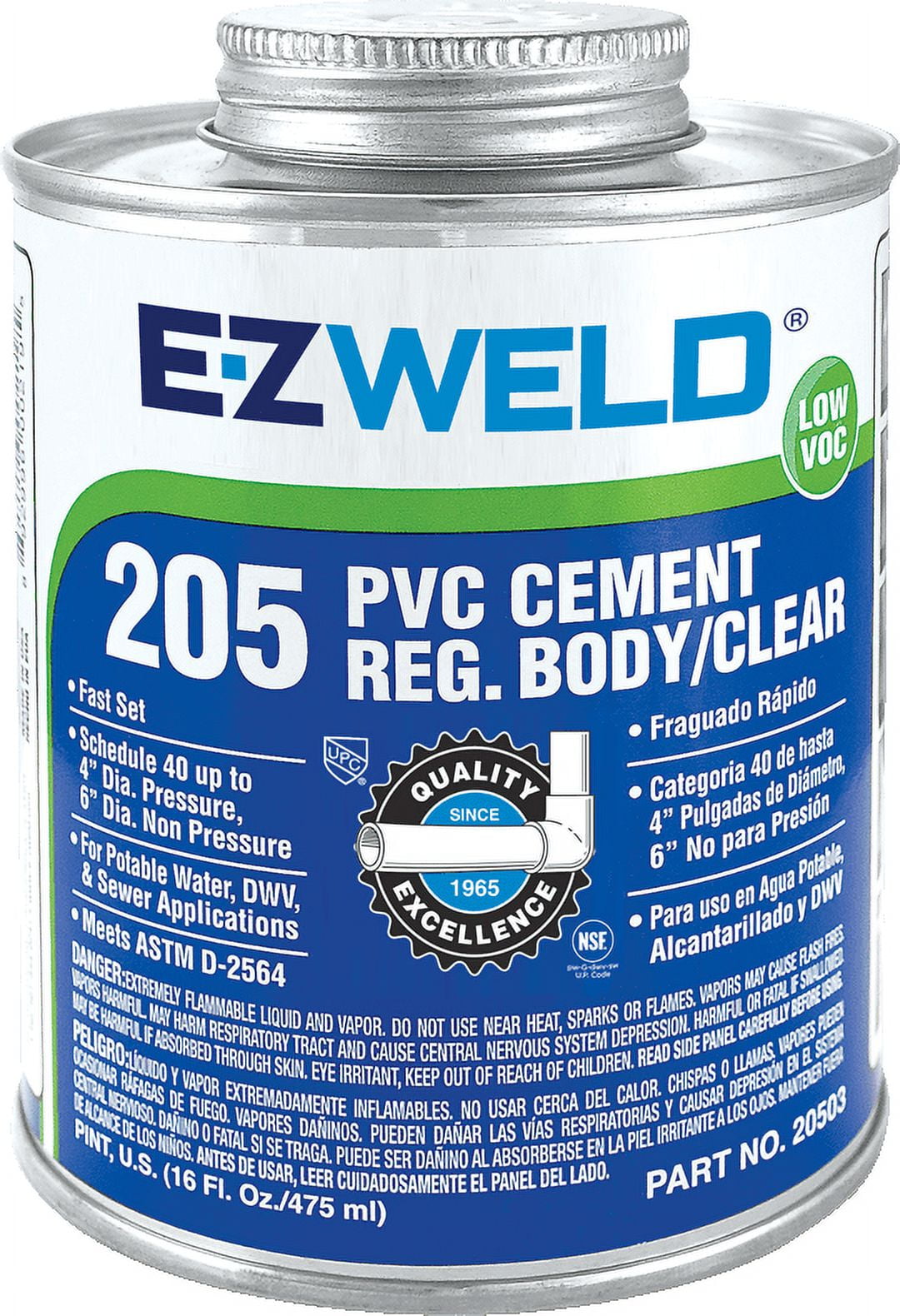EZ-20502 EZ Weld Pvc Cement Regular Body, Clear 8oz - Walmart.com