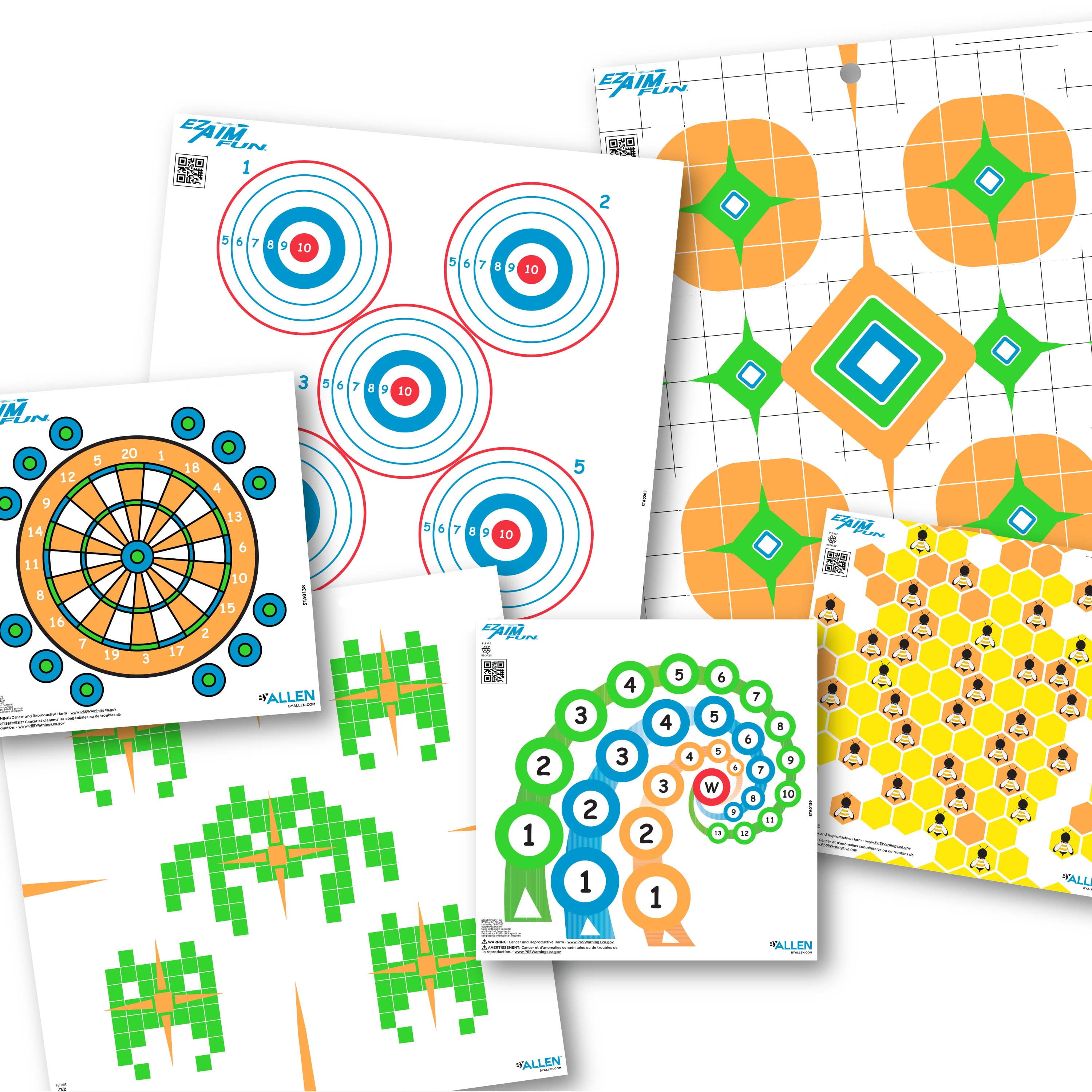 EZ Aim Fun Assorted Paper Target Pack, 12-Pack, Multi-Color, Shooting ...