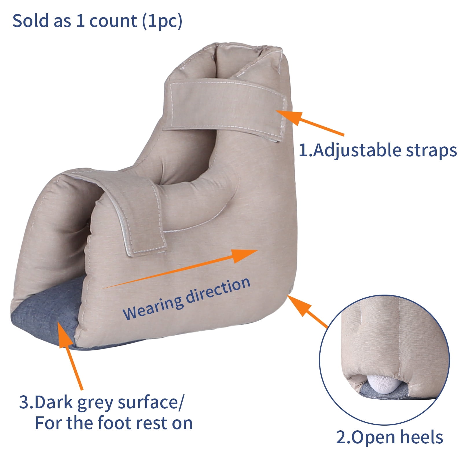 EZ Assistive Orthopedic Heel Protector Cushion, 1pc Foot Pillow for Bed Pad Feet, Pressure ...