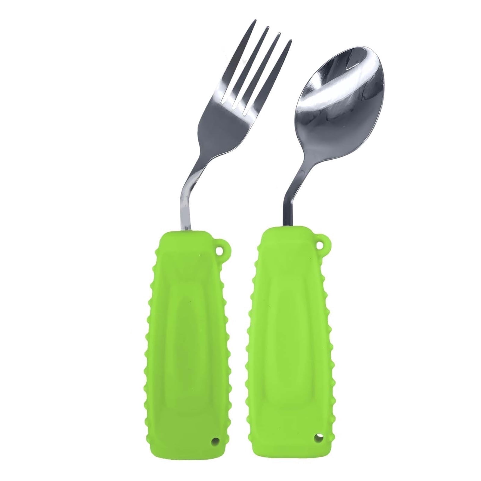 Ehucon Adaptive Utensils Angled Spoon and Fork for Hand Tremors ...