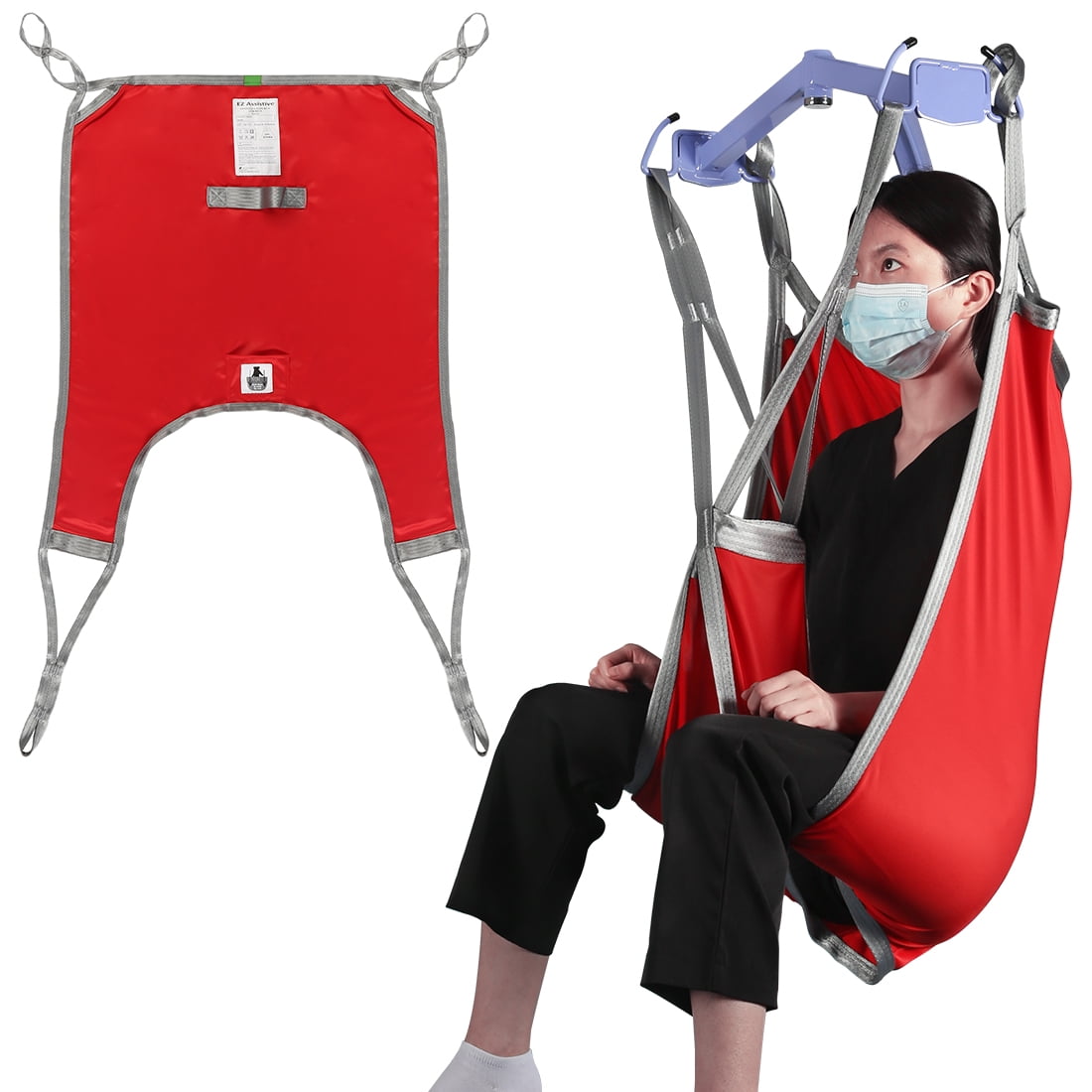 EZ Assistive Patient Lift Sling, Divided Leg, Red, 500lb Capacity ...