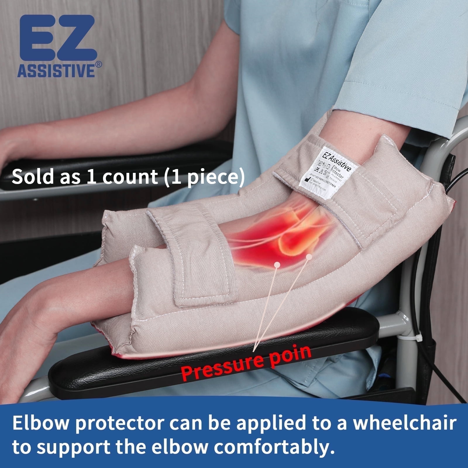EZ Assistive Reusable and Rewashable Elbow Braces with Elbow Pad, 1 ...