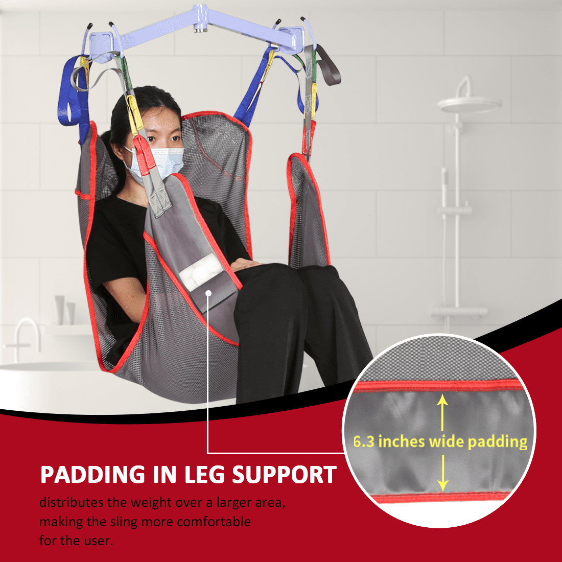 EZ Assistive U-Shaped Hoyer Lift Sling, Full Body Mesh Fabric Transfer ...