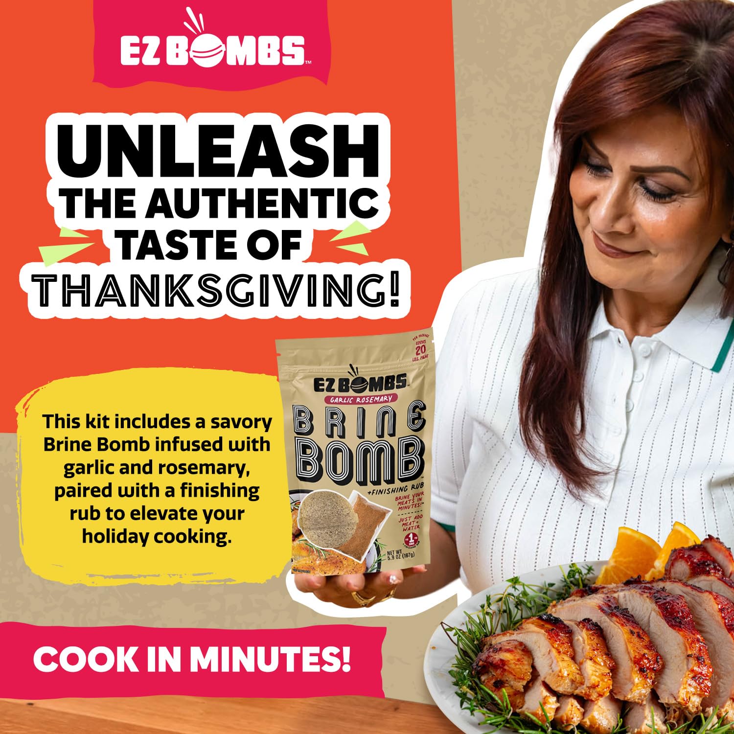 EZ Bombs Garlic SCH4 Rosemary Brine Bomb Seasoning with Rub, Pack of 2 - All-in-One turkey brine ...