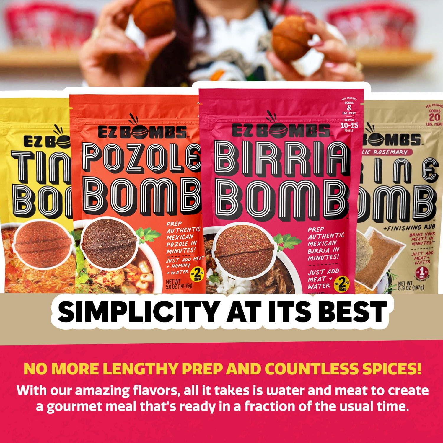 EZ Bombs Variety Pack – Pozole, Tinga & Birria Bomb Seasonings ...