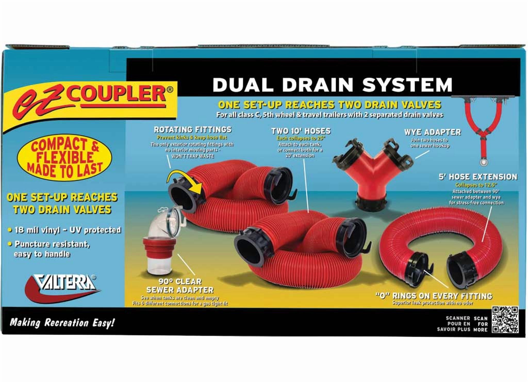 EZ COUPLER DUAL DRAIN SYSTEM W/5FT EXT HOSE BOXED - Walmart.com