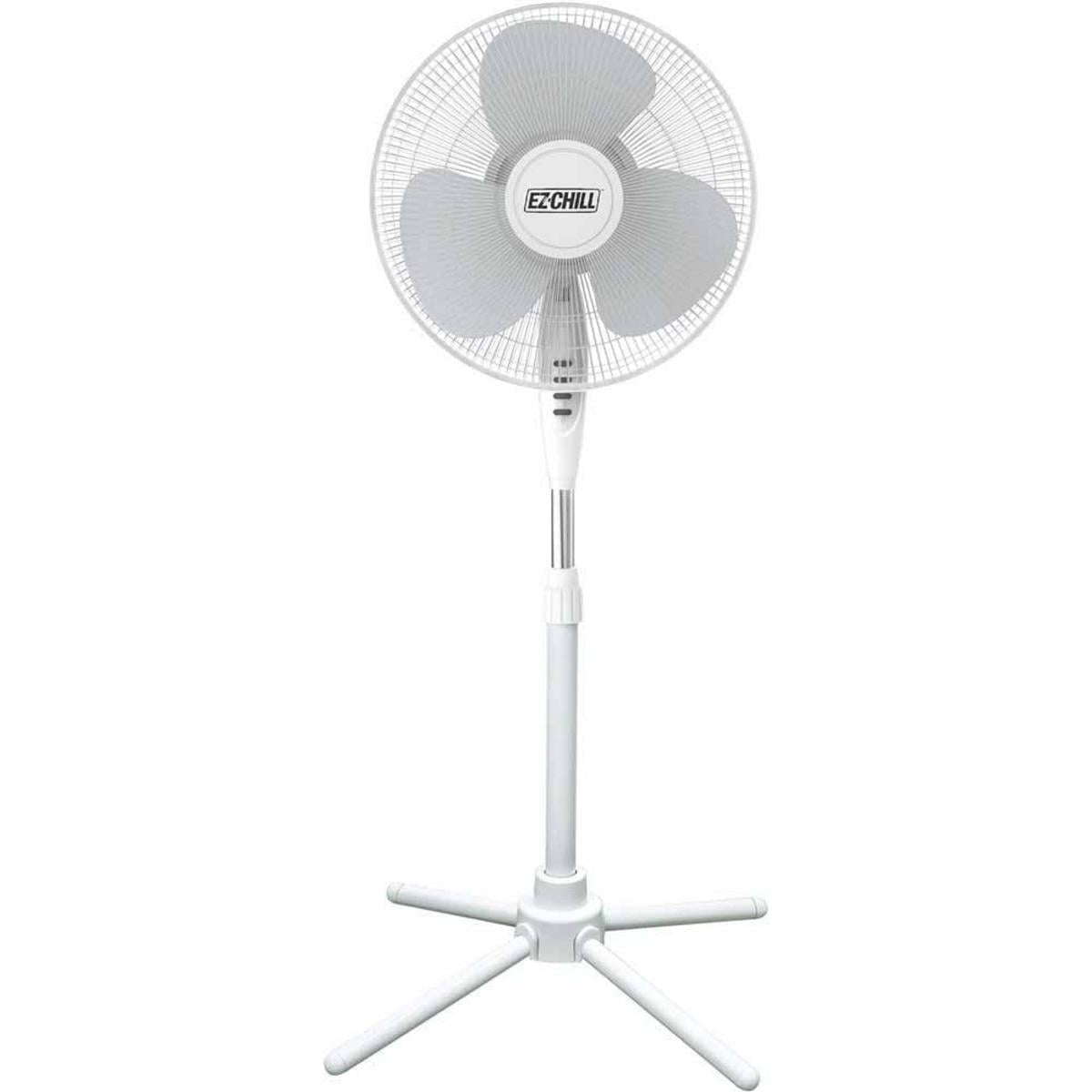 EZ-Chill 16 inch Oscillating Pedestal Fan with 3-Speed Settings ...