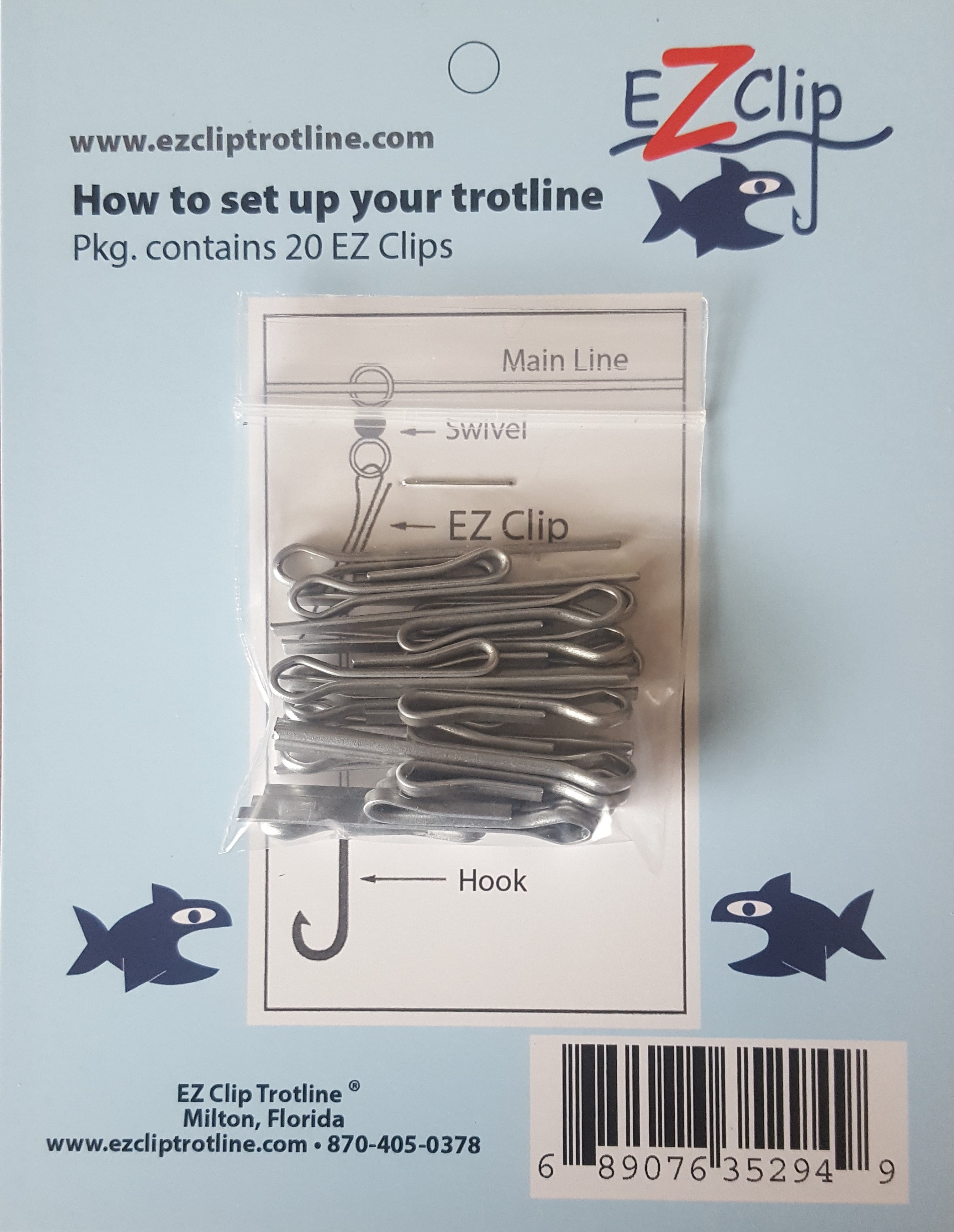 EZ Clip Trotline Clips 20 count, Jugline Clips, Setline Clips, Catfish ...
