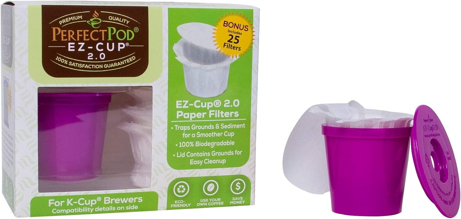 EZ-Cup 2.0 Starter Pack | 1-Stream Reusable K Cup Coffee Pod Capsule ...