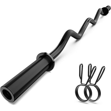 "FIXTECH 47"" Curved Olympic EZ Curl Barbell Bar, Strength Training ...