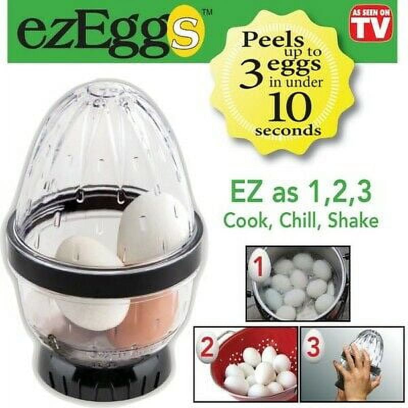 EZ EGGS Hard Boiled Egg Peeler, 3 Egg Capacity Handheld Specialty ...