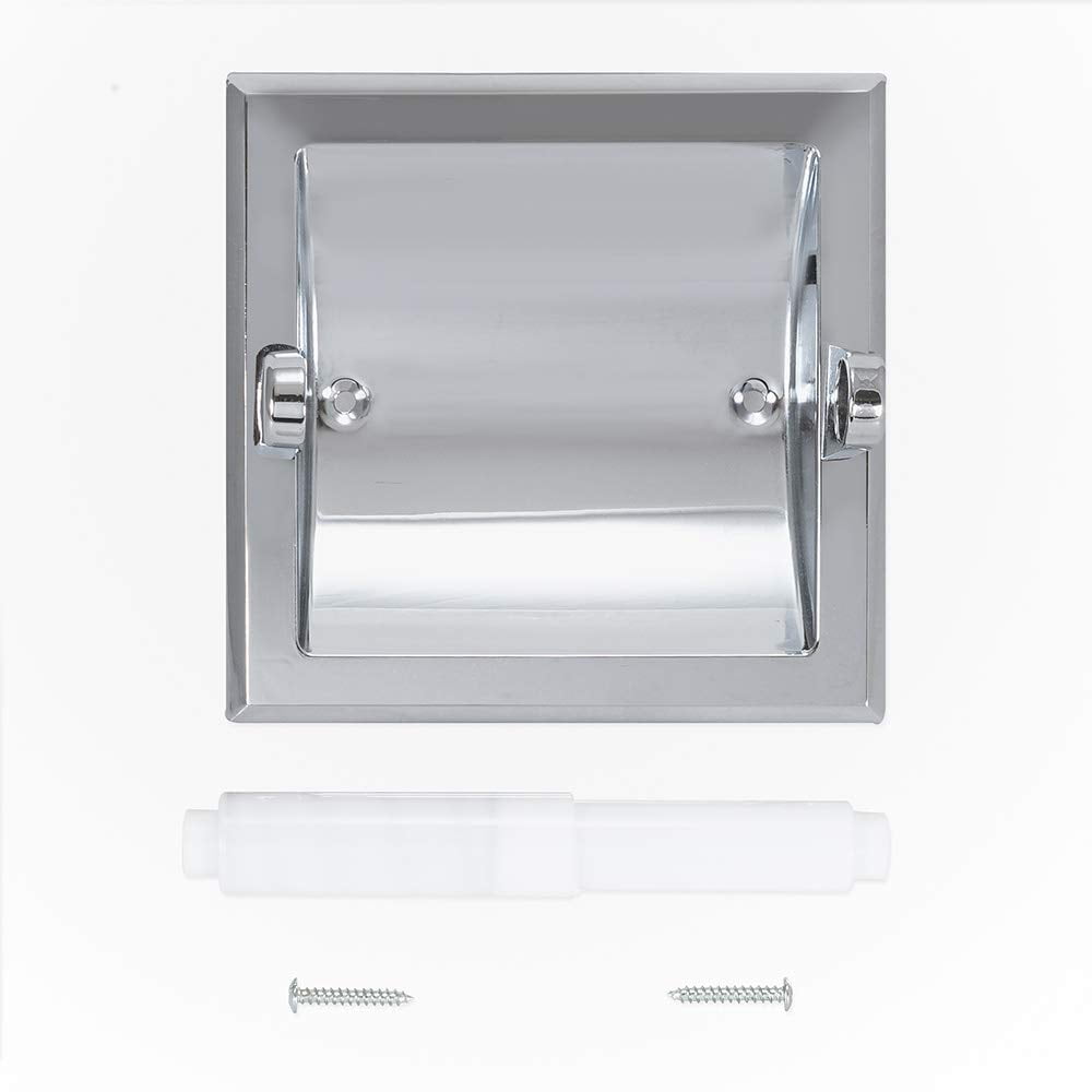EZ-FLO 15209 Recessed Bathroom Toilet Paper Holder and Roller, Chrome ...