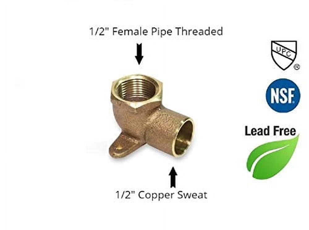 EZ-FLUID 1/2" Nom. Copper Sweat X 1/2" Fip Threaded Drop Ear Elbow ...
