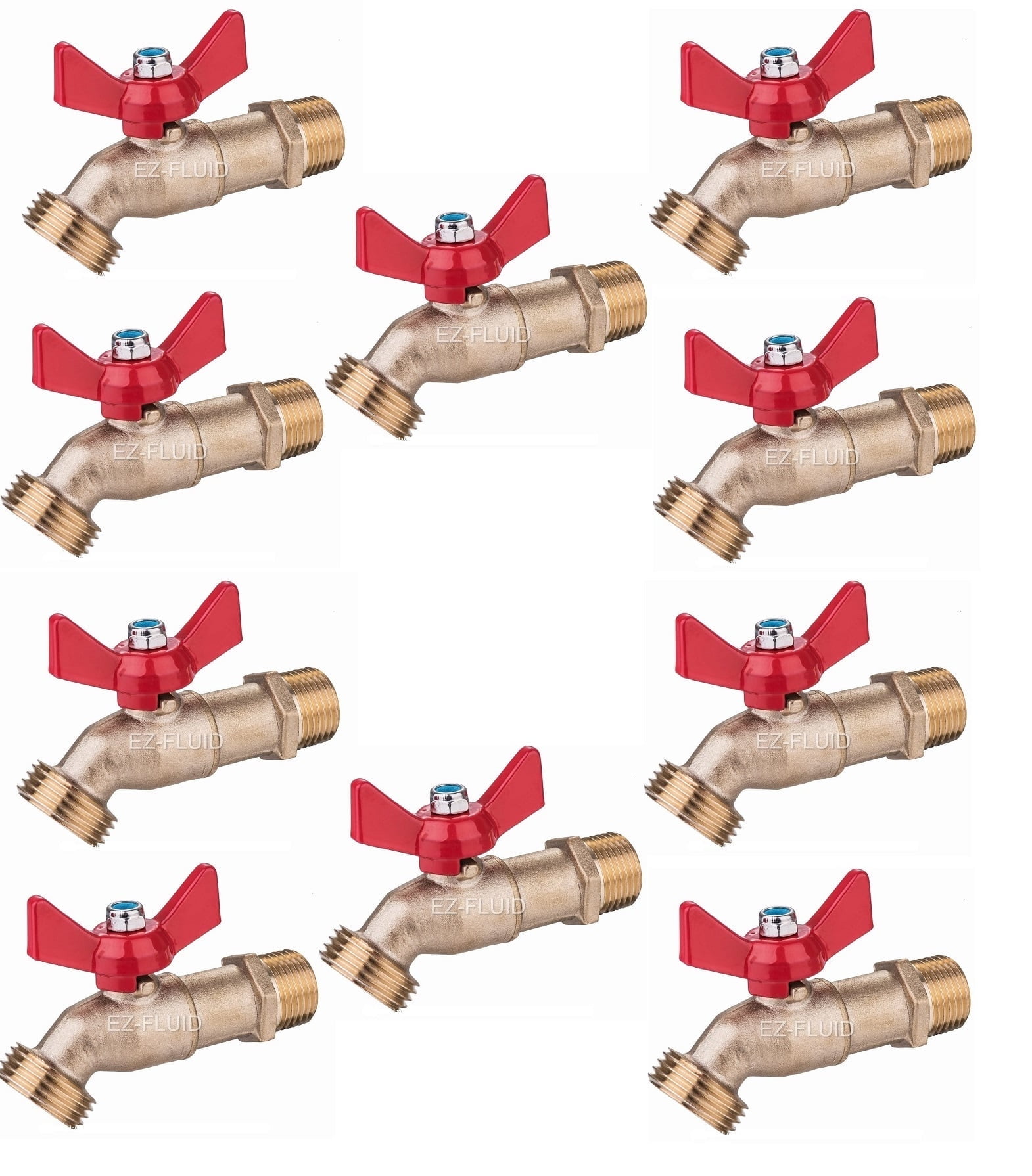EZ-FLUID (10) Heavy Duty LF Brass 3/4" MIP X 3/4" MHT Male Hose ...