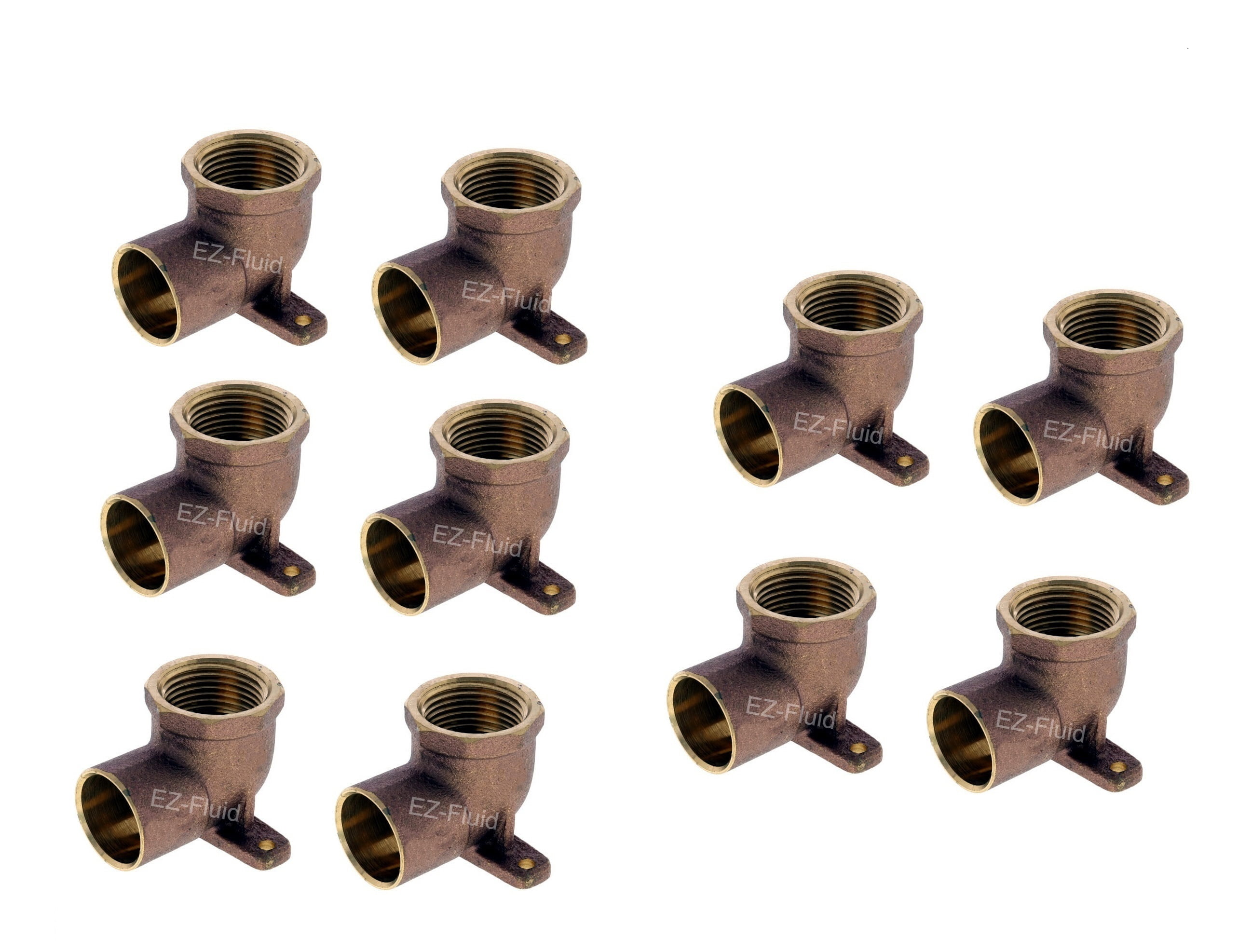 EZ-FLUID(10-pack) 1/2" Nom. Copper Sweat X 1/2" Fip Threaded Drop Ear ...