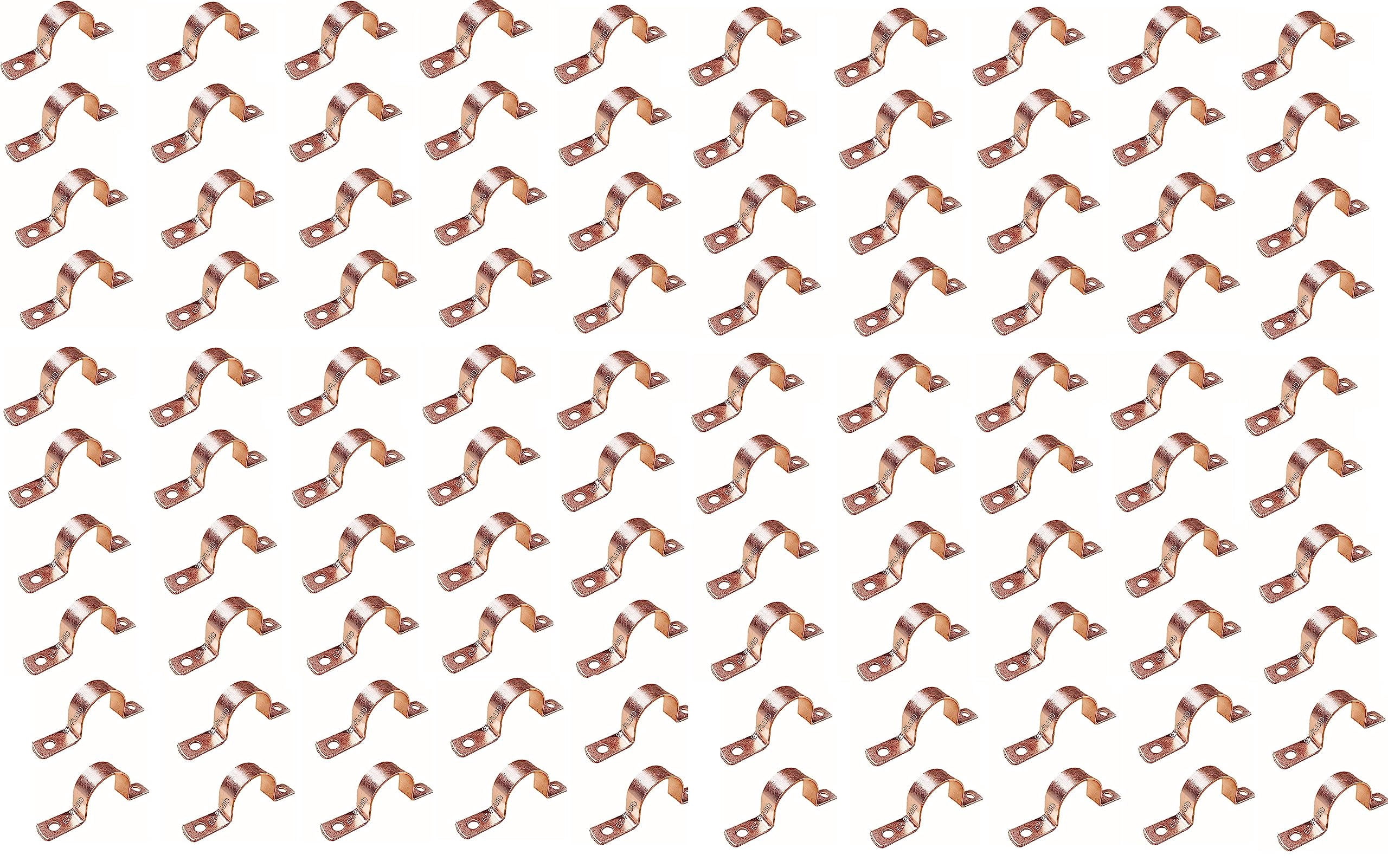 EZ-FLUID (100pcs) 3/4" Genuine Real Copper Pipe Strap Clamp Hanger with ...