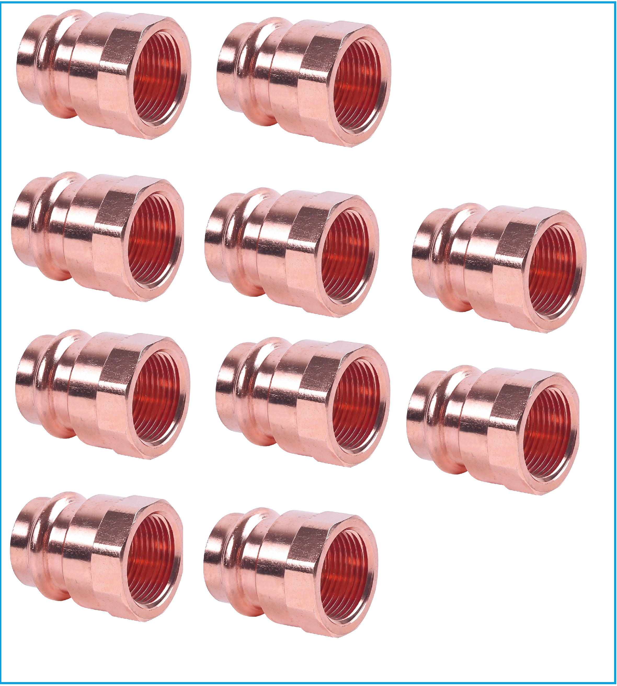 EZ-FLUID Plumbing 1/2" FIP x Press LF Copper Press Female Adapter ...
