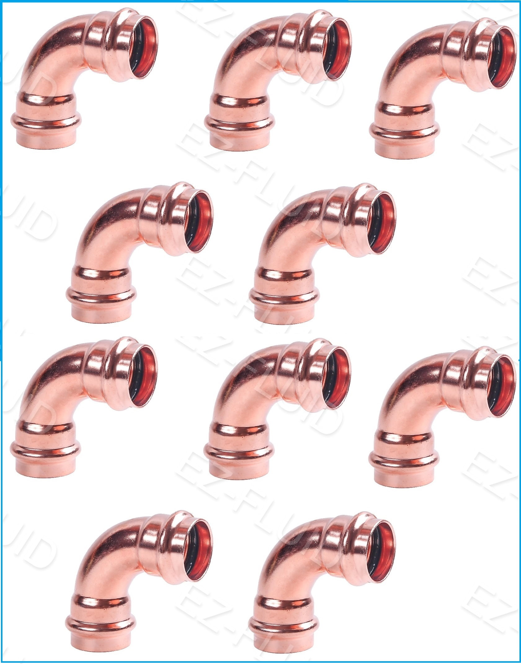 EZ-FLUID Plumbing Heavy Duty 1/2" Press x Press LF Press Copper 90 ...