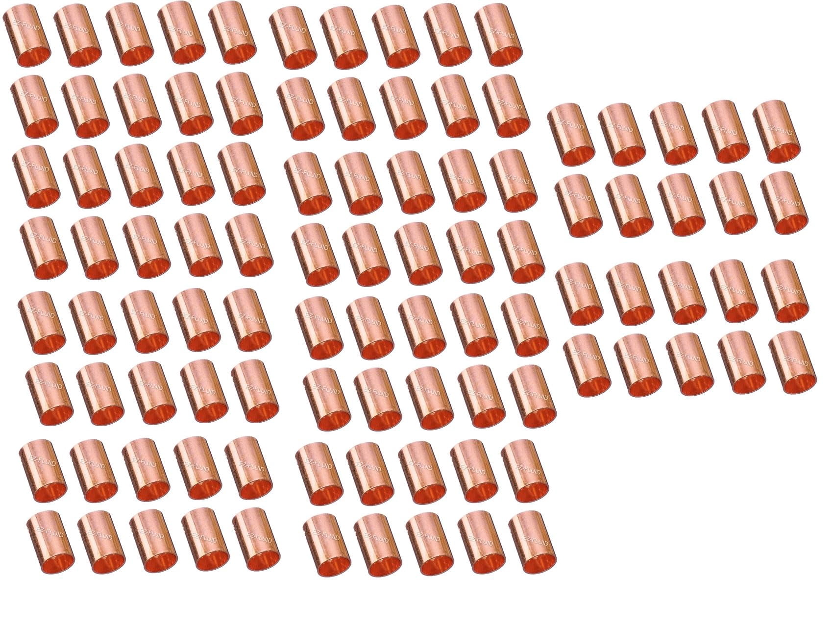 EZ-FLUID Plumbing (Pack of 100) 1/2" C X C LF Copper Slip Coupling ...