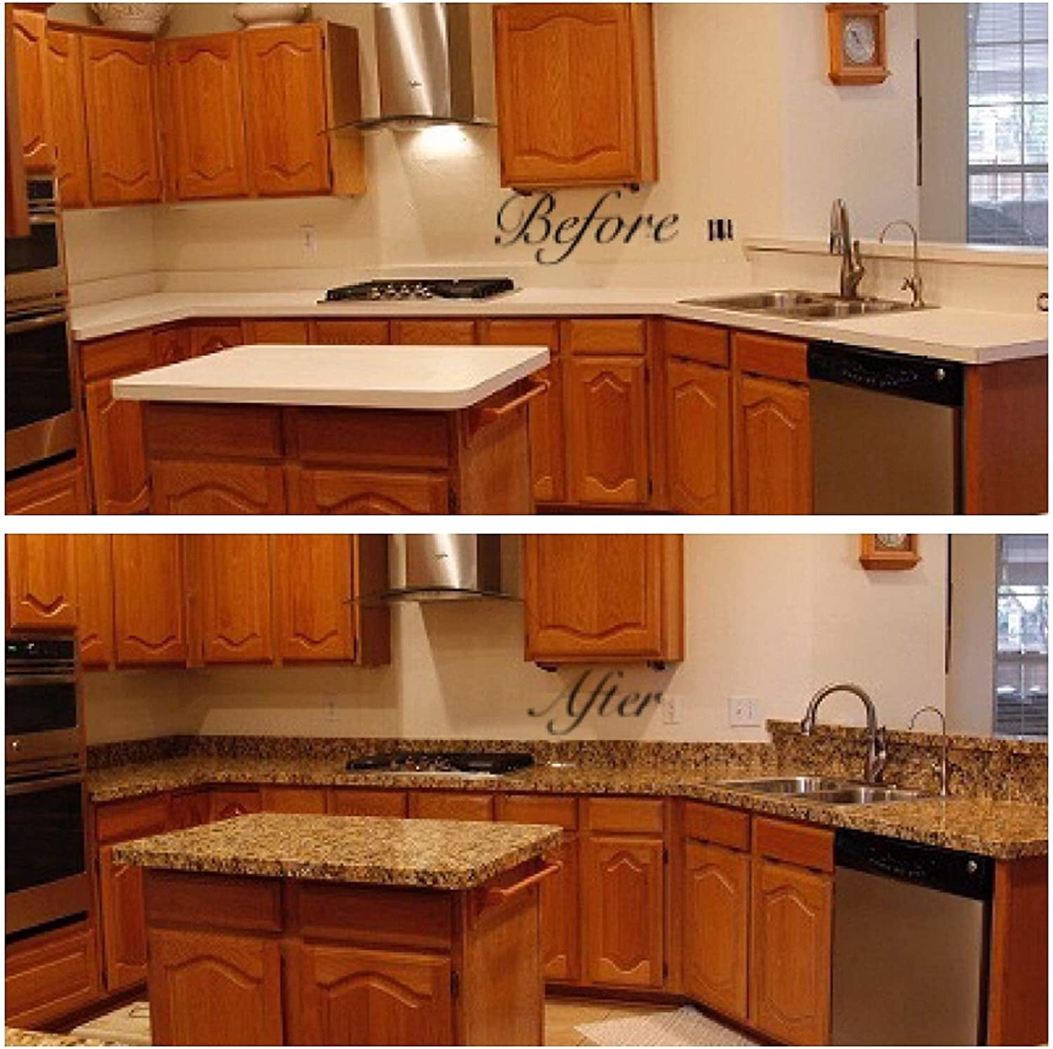 EZ Faux Decor Kitchen Countertop Makeover Gold Black Granite Marble ...
