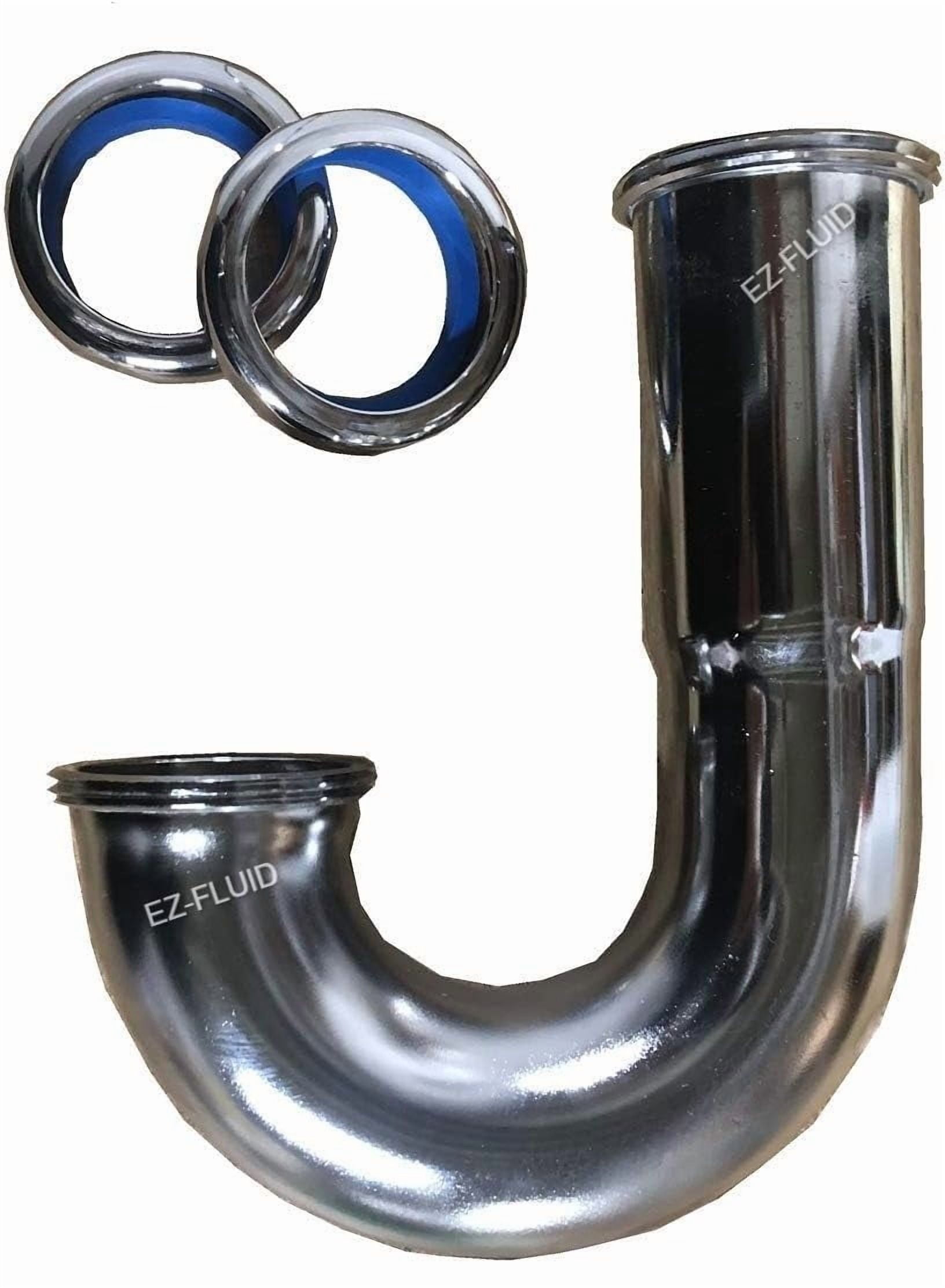 EZ-Fluid 1-1/2" Heavy Duty 17 Gauge High Profile Sink Trap J Bend Thick ...