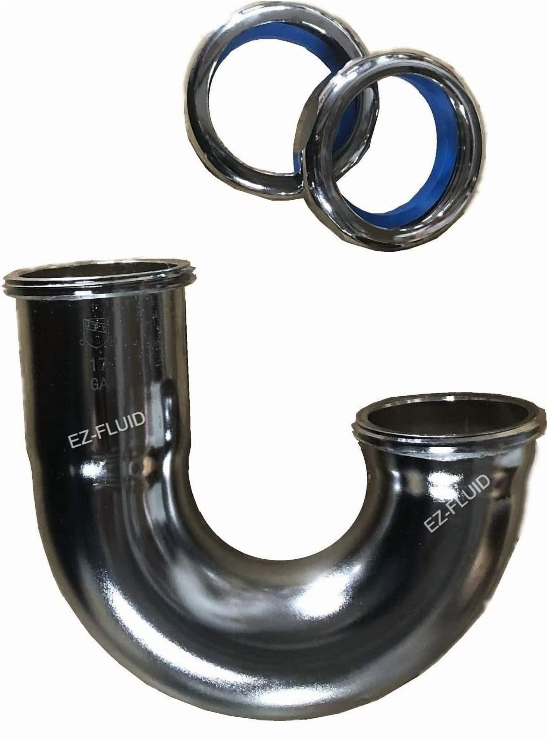 EZ-Fluid 1-1/2" Heavy Duty 17 Gauge Low Profile Sink Trap J Bend Thick ...