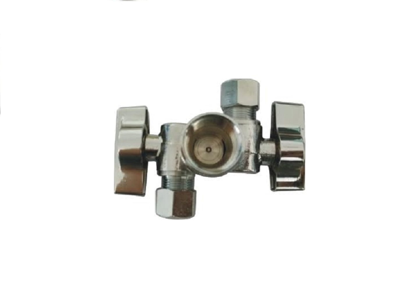 EZ-Fluid Double Handles Chrome LF Brass Angle Stop Valve 1/2" FIP X 3/8 ...