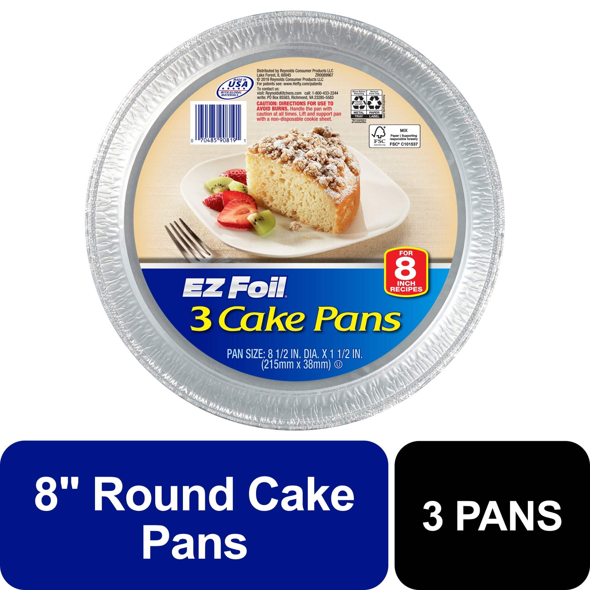 EZ Foil Disposable Round Cake Pans, 8 inches, 3 Count - Walmart.com