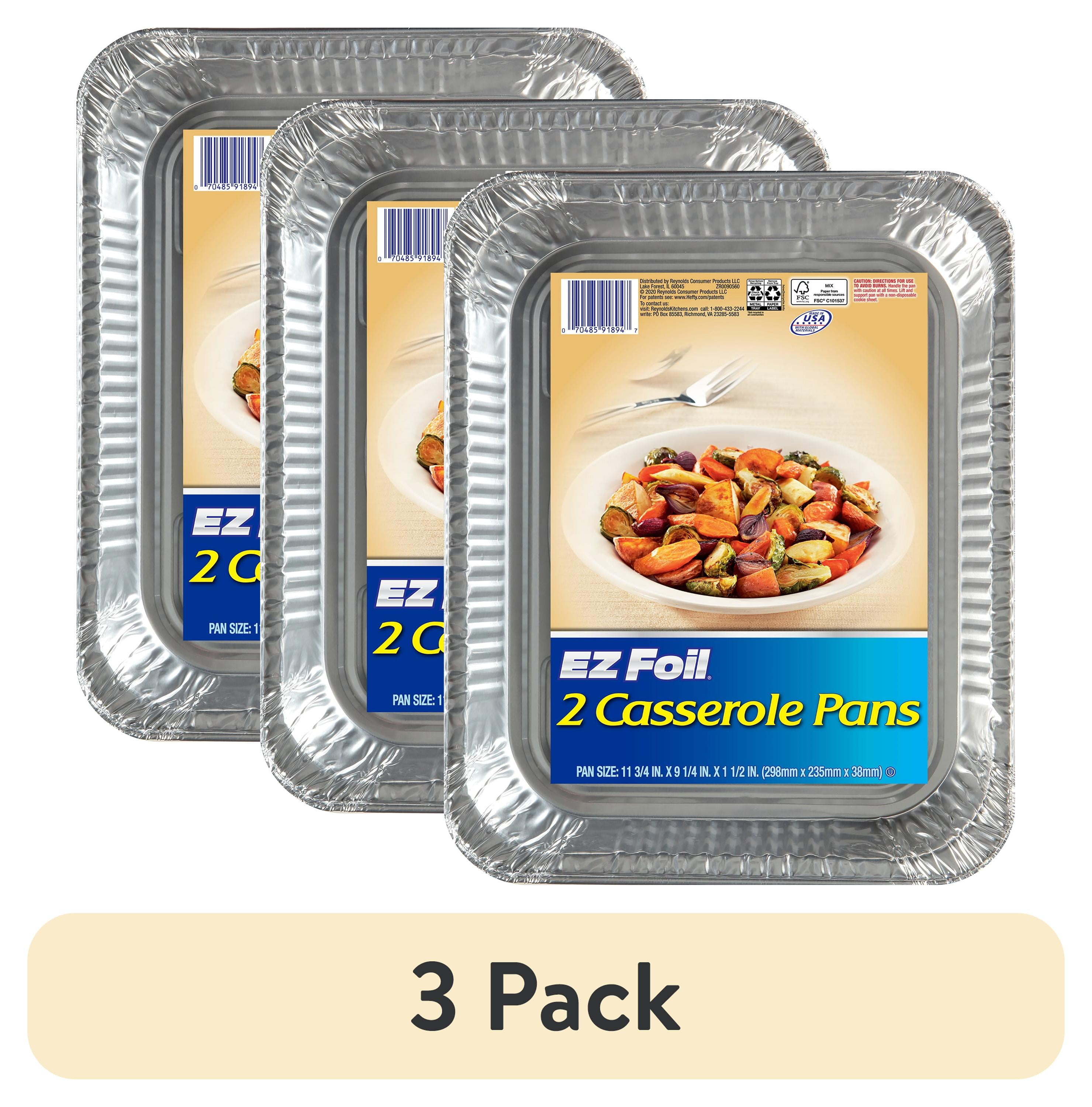 (3 pack) EZ Foil Disposable Casserole Pans, 11.75 x 11.25 inch, 2 Count ...