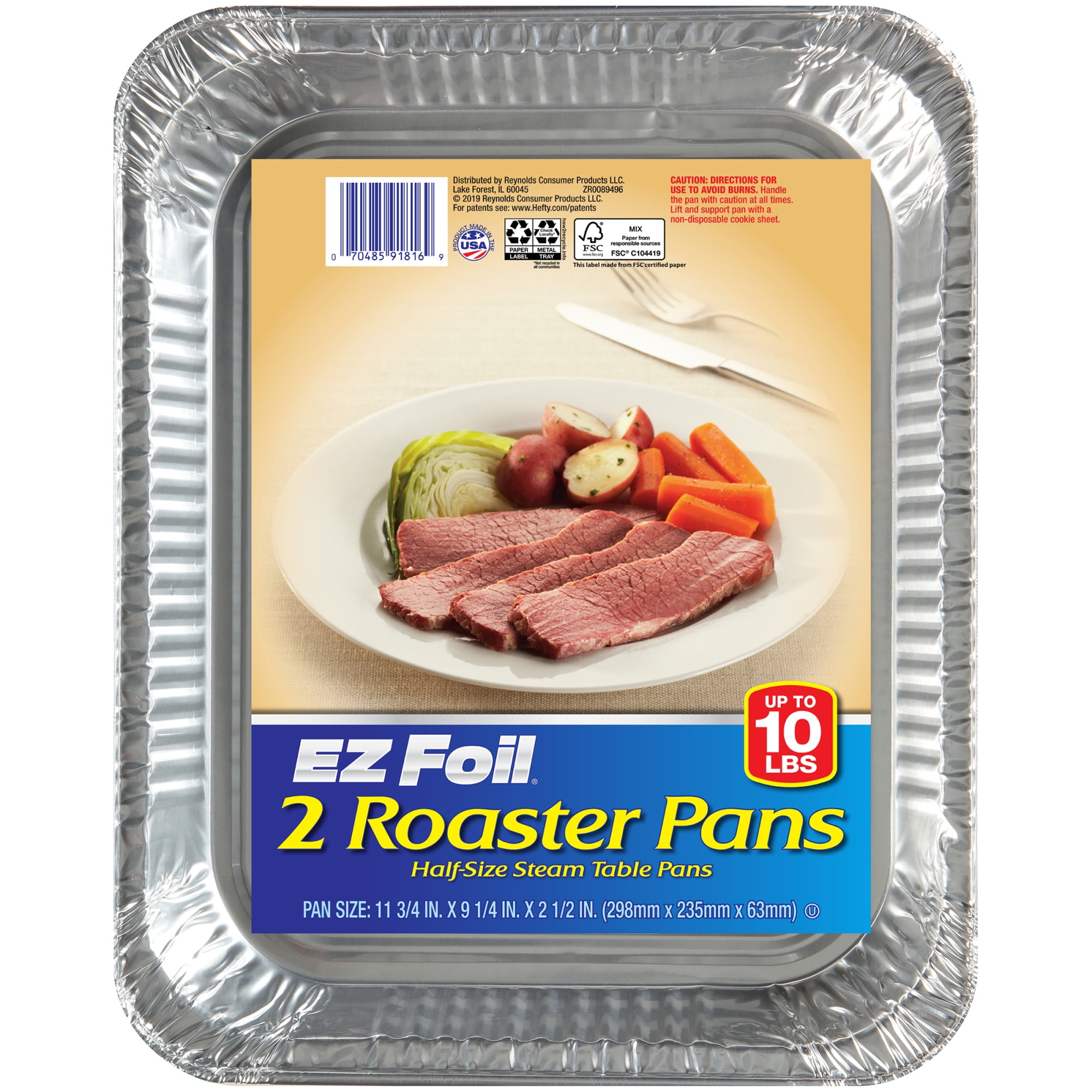EZ Foil Roaster Pans, Up to 10 Pound Capacity, 2 Count - Walmart.com