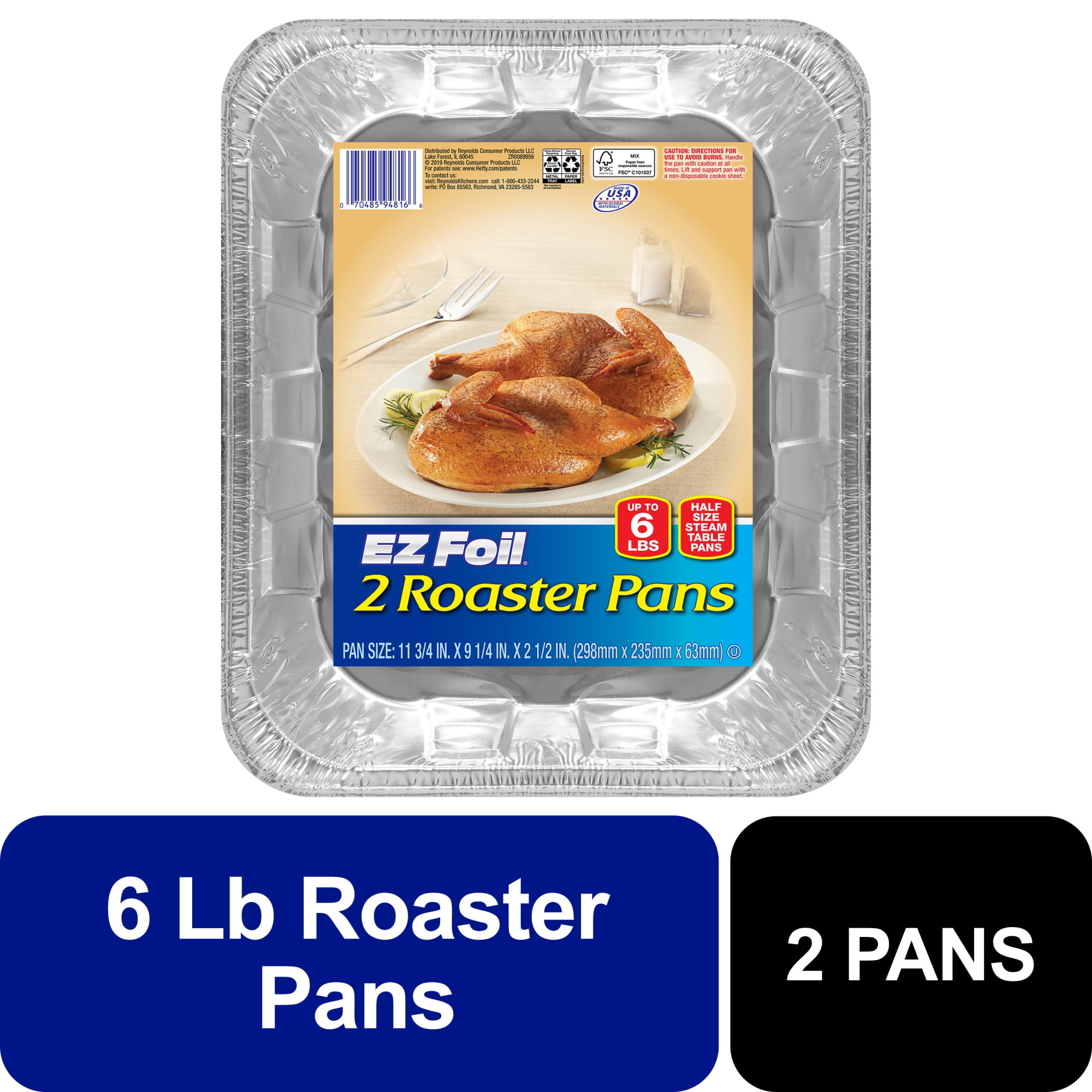 EZ Foil Roaster Pans with Lids, Up to 6 Pound Capacity, 2 Count ...