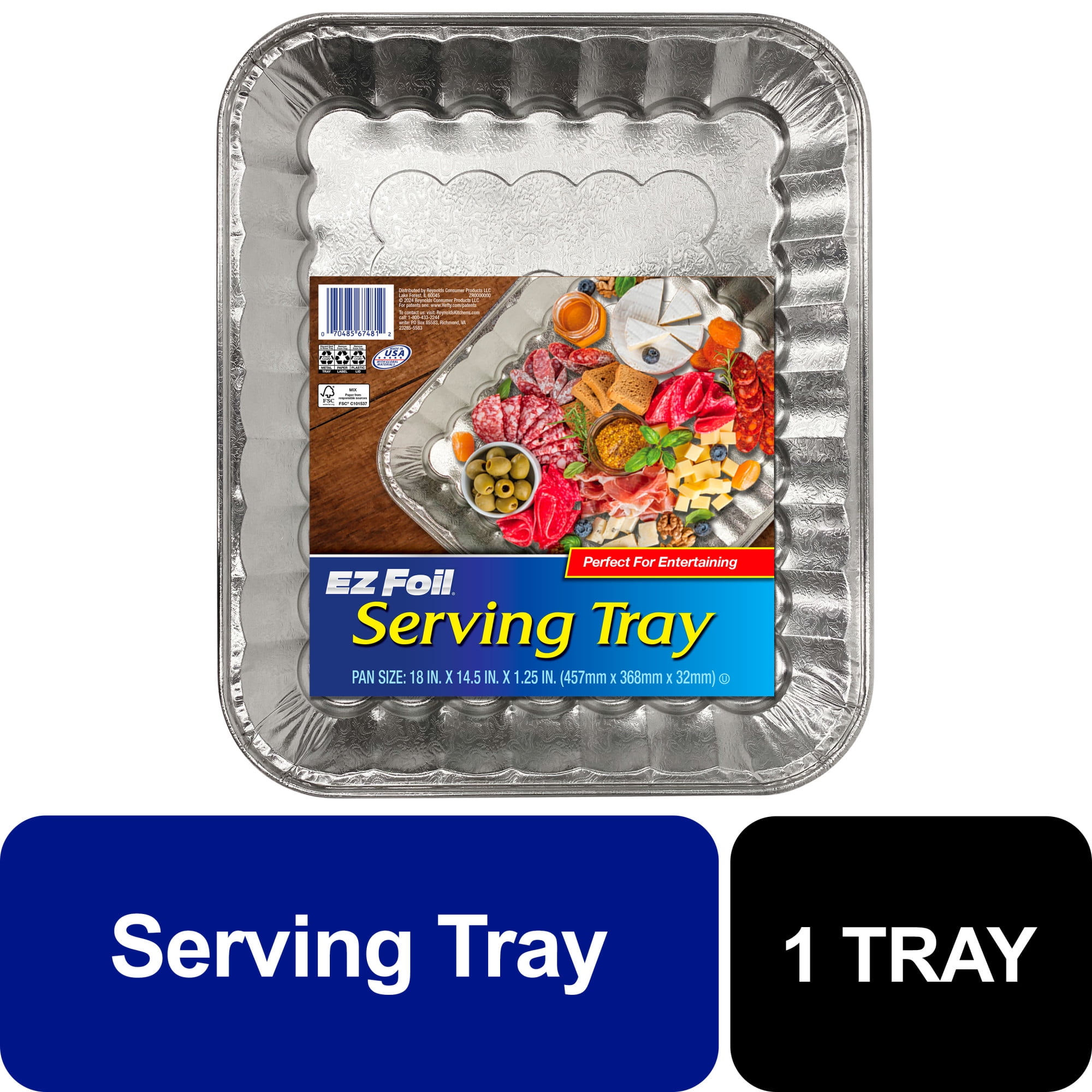 EZ Foil Serving Tray, 18 in x 14.5 in x 1.25 in, 1 Count - Walmart.com