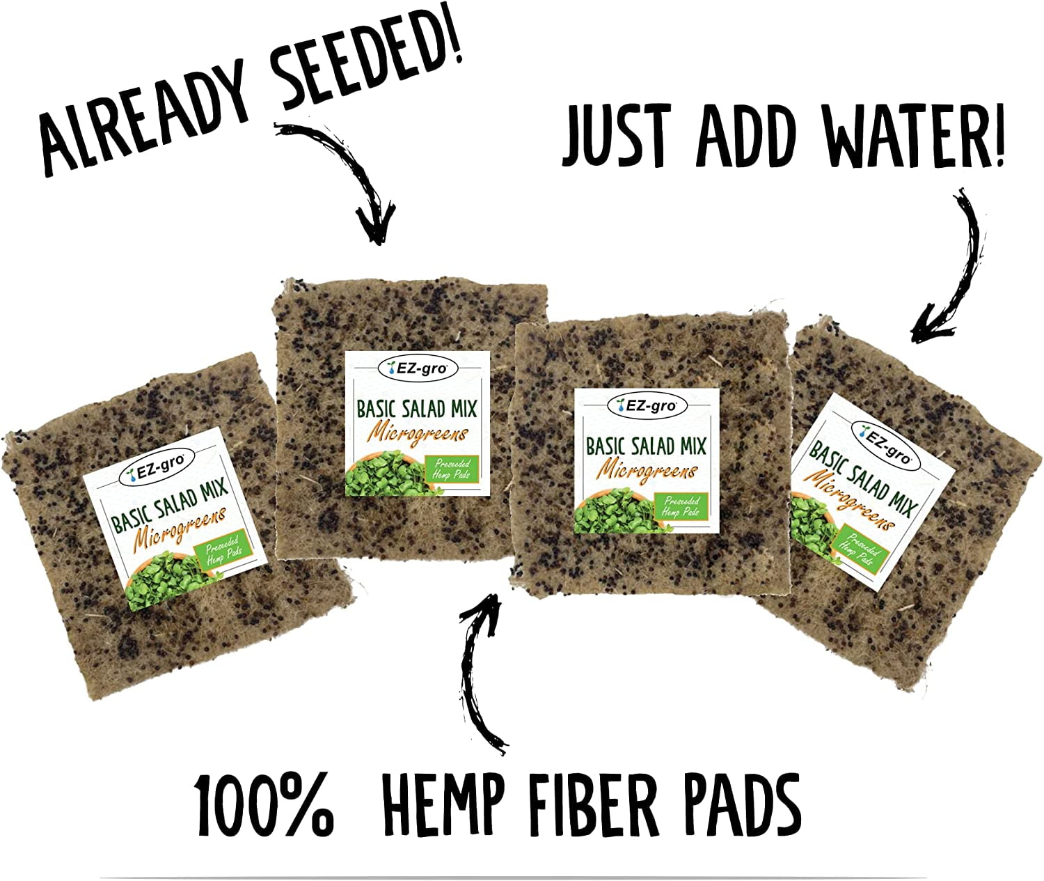 EZ-Gro Organic Microgreens Basic Salad Refill Kit, Indoor Part Sun ...