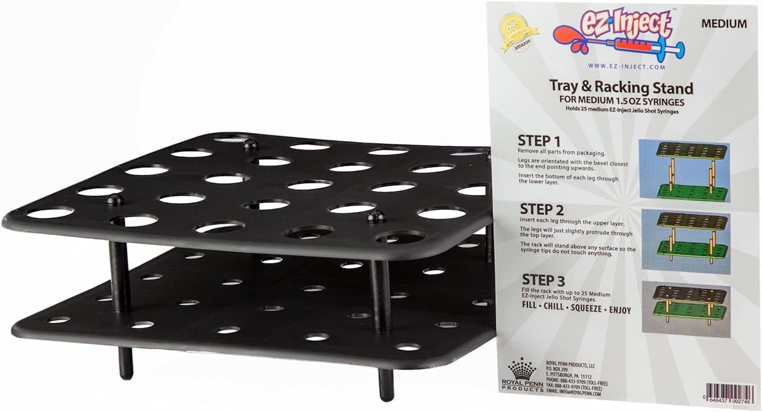 EZ-Inject Tray and Racking Stand for Jello Shot Syringes 1.5oz ...