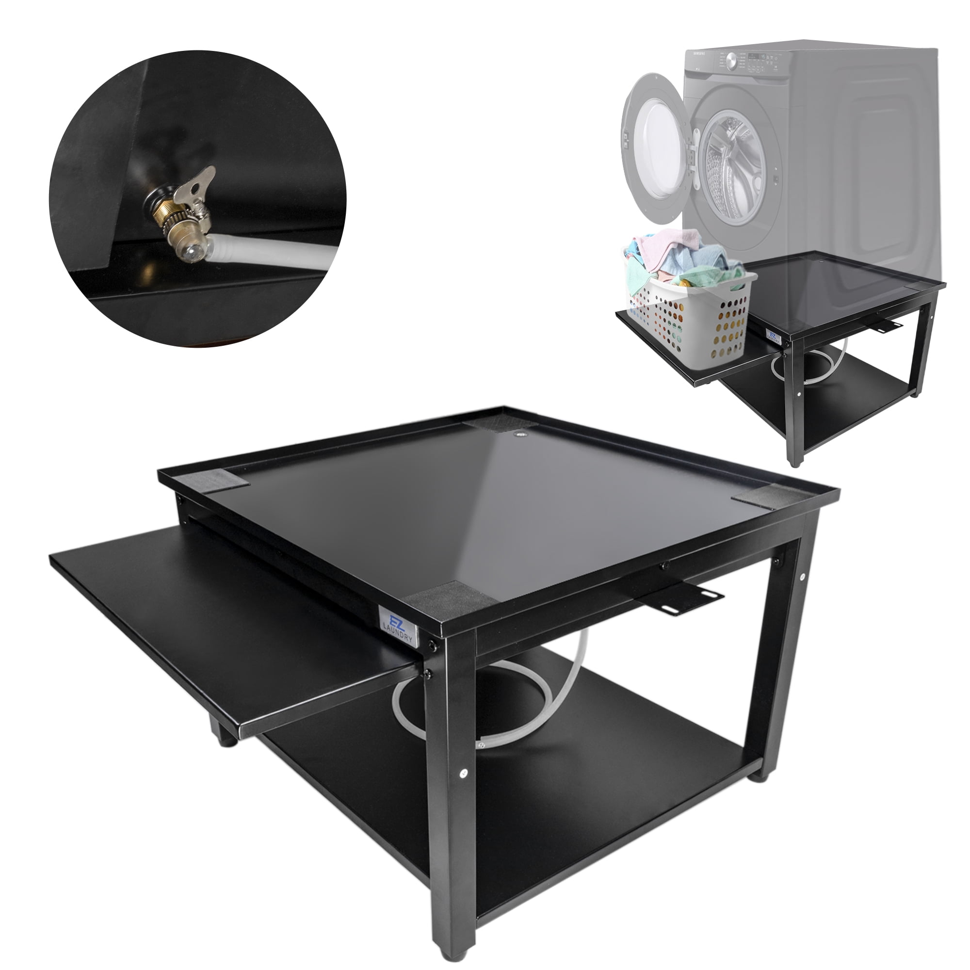 EZ Laundry Pedestal Compact 24" x 18" Washer Dryer Riser with Pull-Out ...