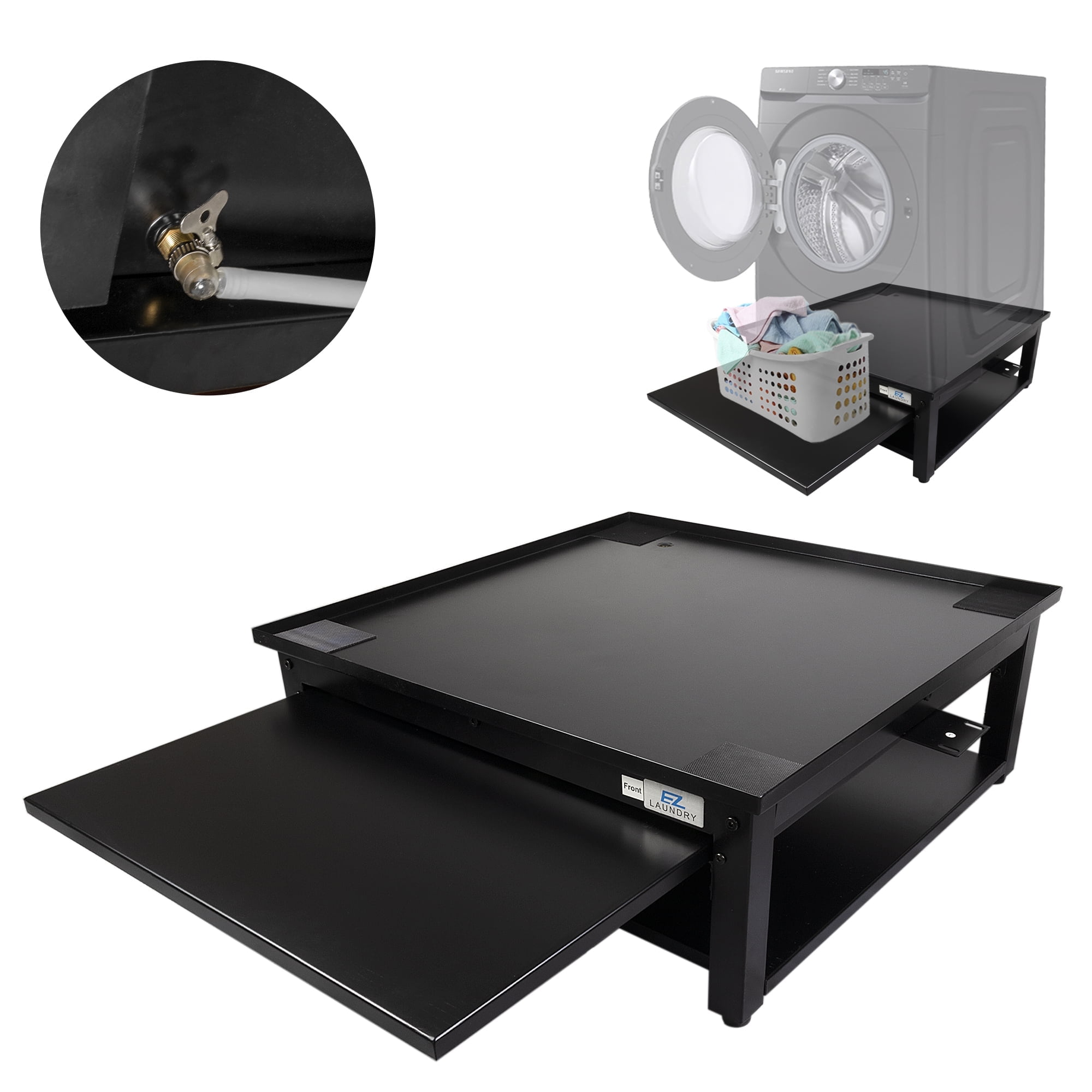 EZ Laundry Pedestal Steel 29" x 10" Base with Pull-Out Tray for Front ...
