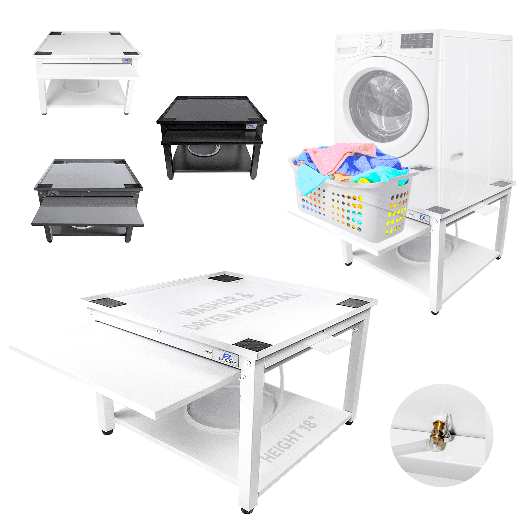 EZ Laundry Pedestal for Washer and Dryer 29" Wide Stand, 18" High Heavy ...