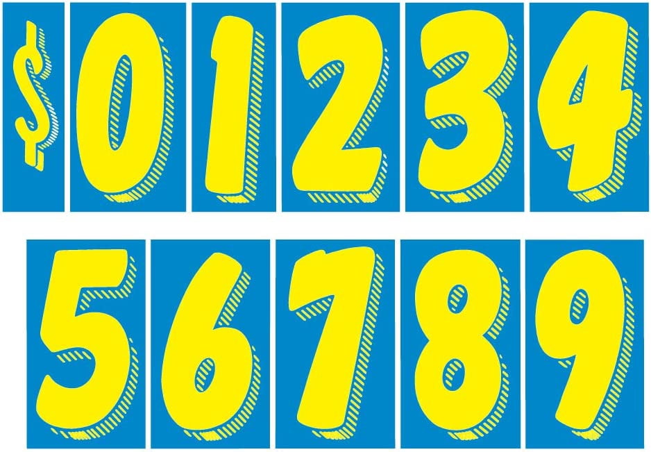 EZ Line Vinyl Decals for Cars Blue and Yellow Large Number Stickers 11 ...