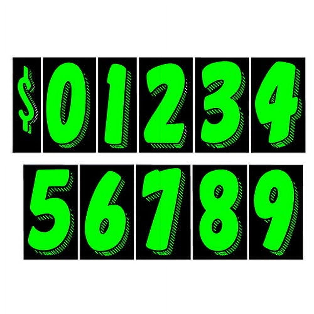 EZ Line Vinyl Decals for Cars Chartreuse Large Number Stickers 11 Dozen ...