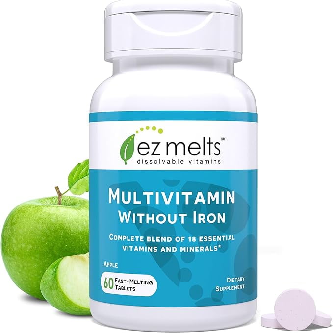 EZ Melts Dissolvable Multivitamin without Iron, 18 Vitamins & Minerals ...
