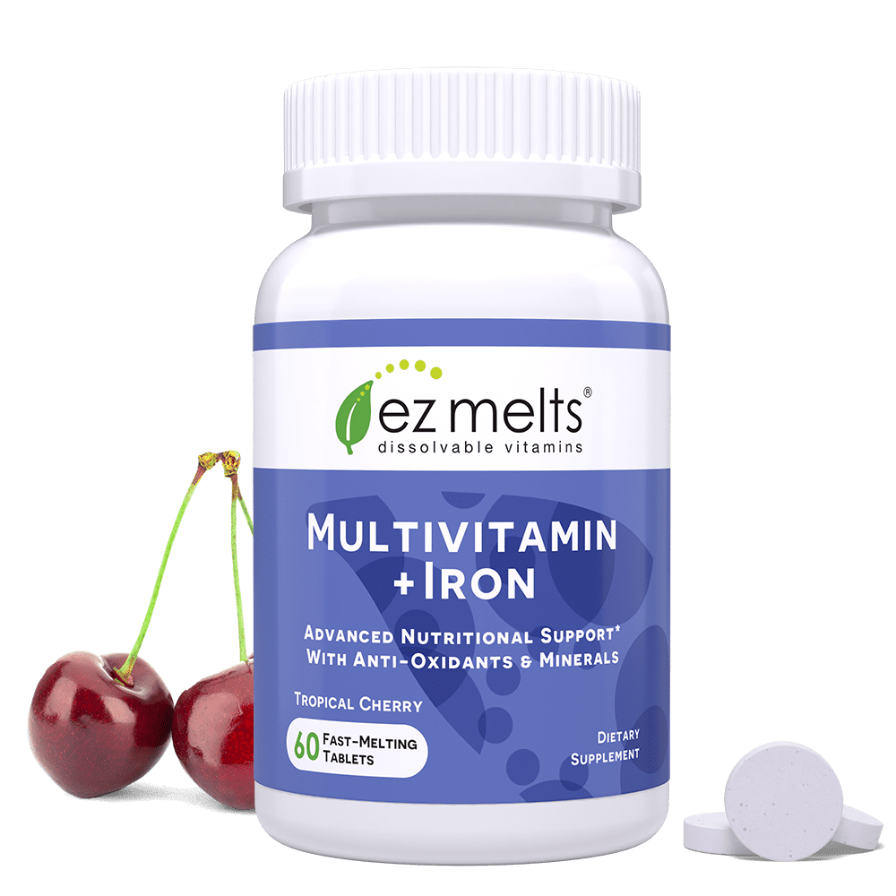 EZ Melts Vegan Multivitamin with Iron, Zinc, Antioxidants for Brain ...